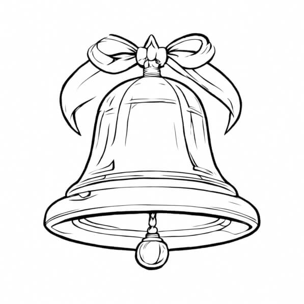 Download Decorative Bell with Bow Coloring pages Online - Creative Fabrica