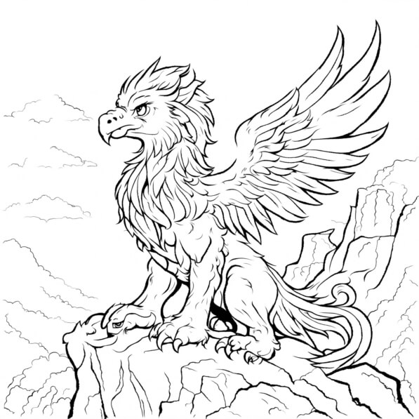 Download Majestic Griffin in Line Art Coloring pages Online - Creative ...