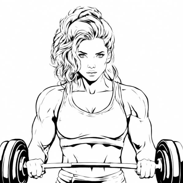 Download Strong Woman Lifting Dumbbell Coloring pages Online - Creative ...