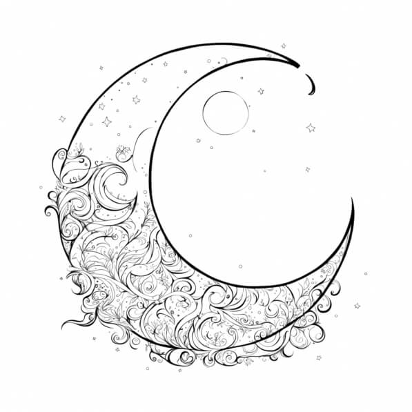 Download Intricate Crescent Moon Design Coloring pages Online ...