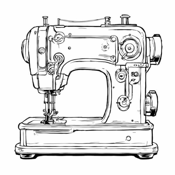 Download Vintage Sewing Machine Illustration Coloring pages Online ...