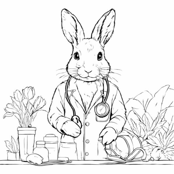 Download Doctor Rabbit with Medical Supplies Coloring pages Online ...