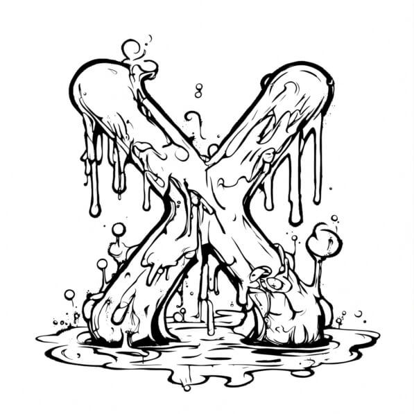 Download Dripping Gooey X Coloring pages Online - Creative Fabrica