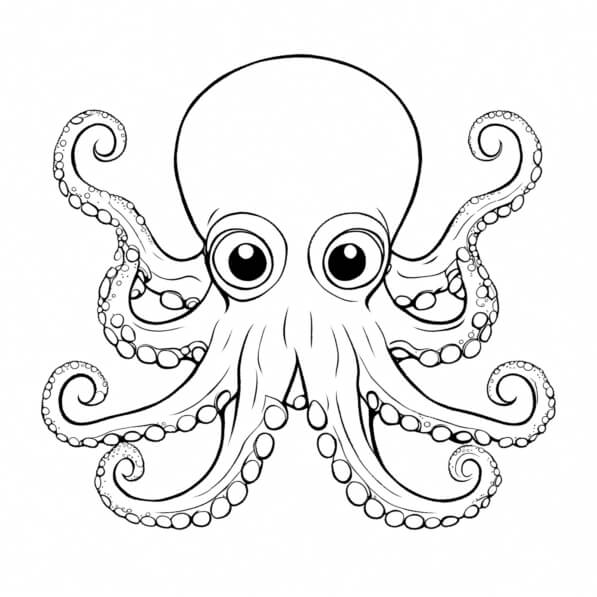 Download Cartoon Octopus Outline Coloring pages Online - Creative Fabrica