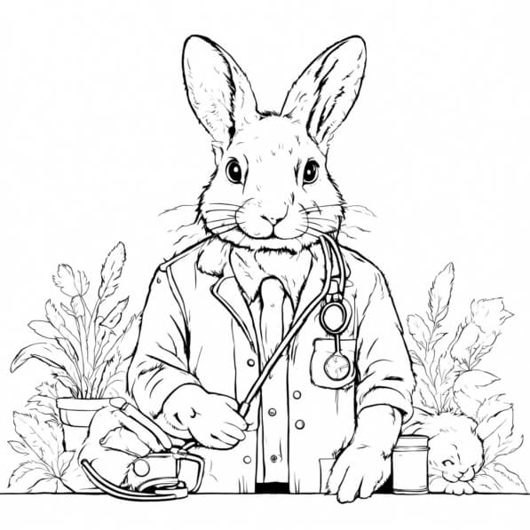 Download Rabbit Doctor Illustration Coloring pages Online - Creative ...