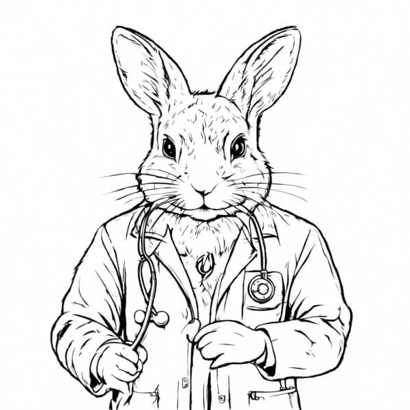 Download Anthropomorphic Rabbit Doctor Coloring pages Online - Creative ...