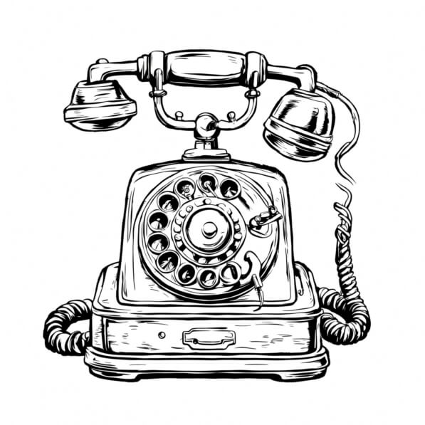 Download Antique Rotary Telephone Coloring pages Online - Creative Fabrica