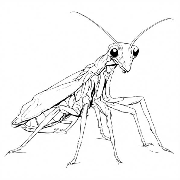 Download Line Drawing of a Mantis Coloring pages Online - Creative Fabrica