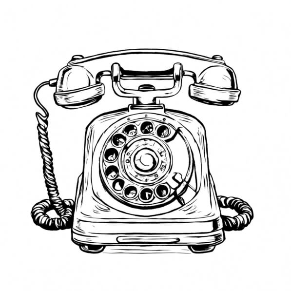Download Vintage Rotary Telephone Coloring pages Online - Creative Fabrica
