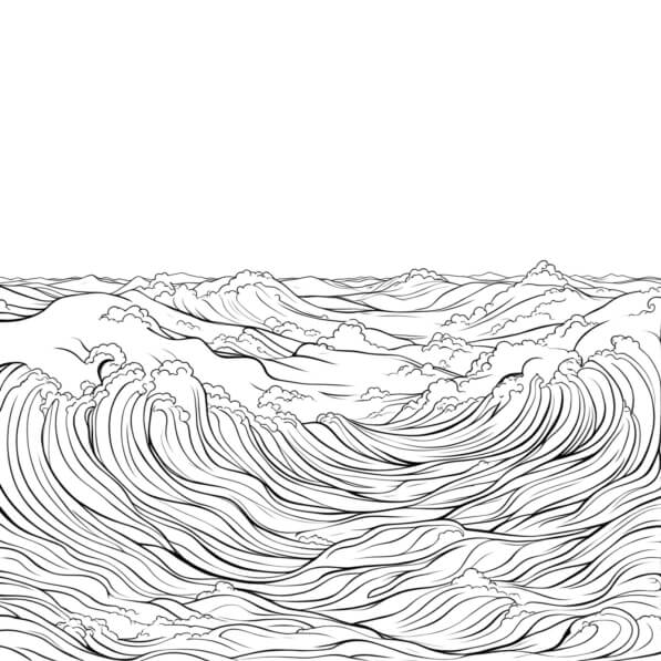 Download Intricate Line Art of Ocean Waves Coloring pages Online ...