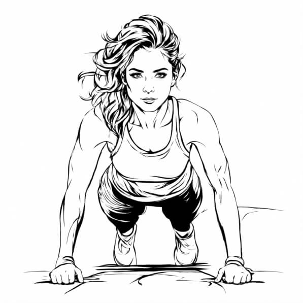 Download Female athlete performing push-ups Coloring pages Online ...