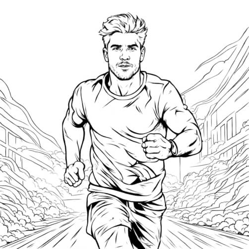 Download Black and White Anime Drawing of a Running Boy Coloring pages ...