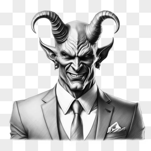 Download Stylized Horned Figure in Formal Suit Sketches Online ...