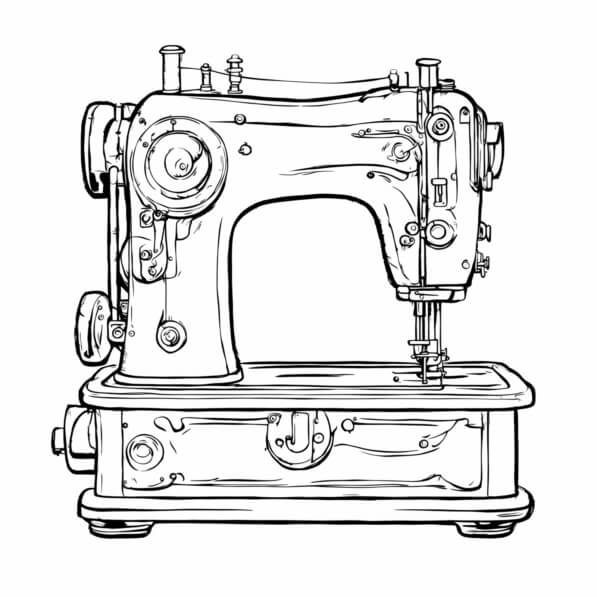 Download Vintage Sewing Machine in Line Drawing Style Coloring pages ...