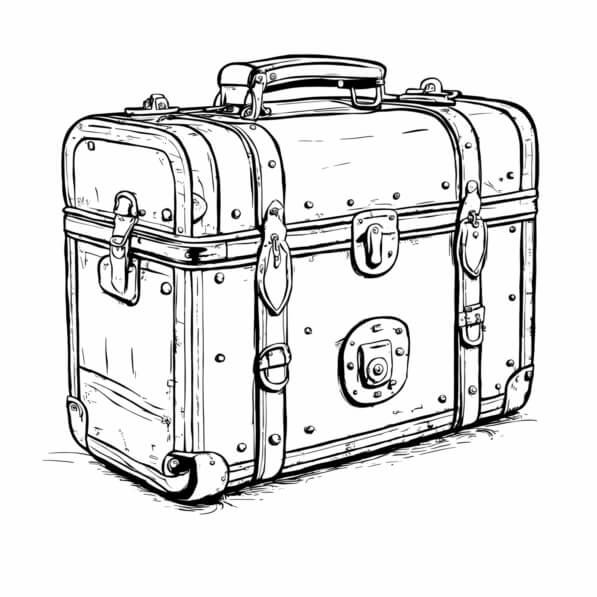 Download Vintage Trunk Illustration Coloring pages Online - Creative ...
