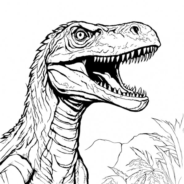 Descarga Dibujo Lineal de Dinosaurio Raptor Páginas para colorear En ...