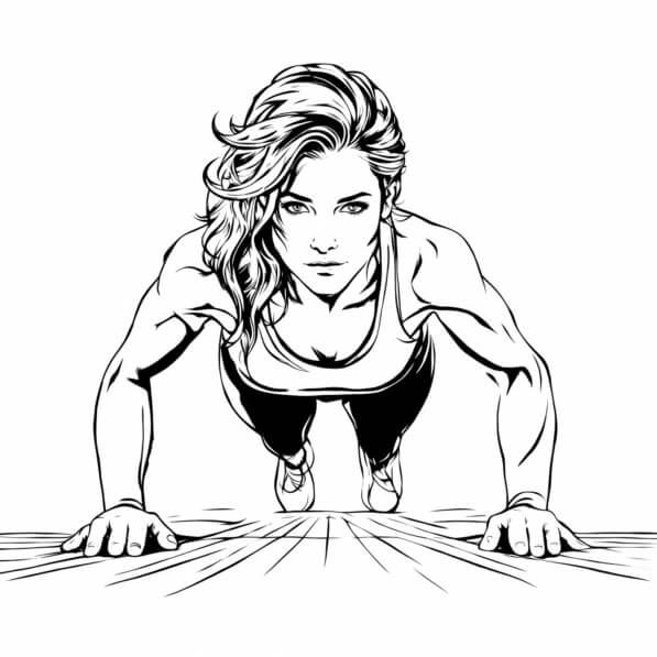 Download Strong Woman Doing Push-Ups Coloring pages Online - Creative ...