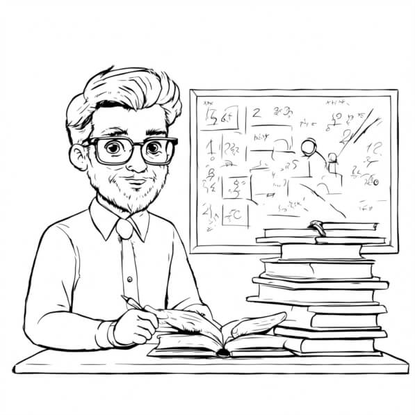 Download Scholar Studying with Books and Whiteboard Coloring pages ...