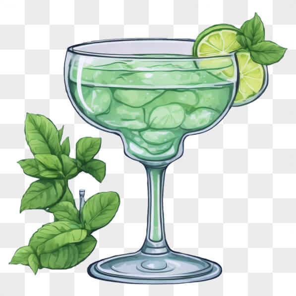 Download Refreshing Green Cocktail with Mint and Lime Cartoons Online ...