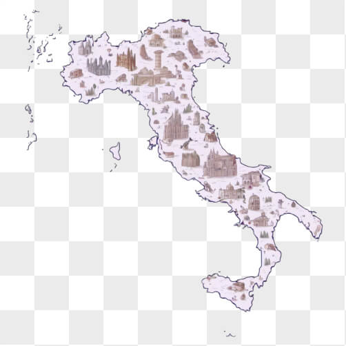 Download Illustrated Map of Italy Featuring Landmarks and Nature ...
