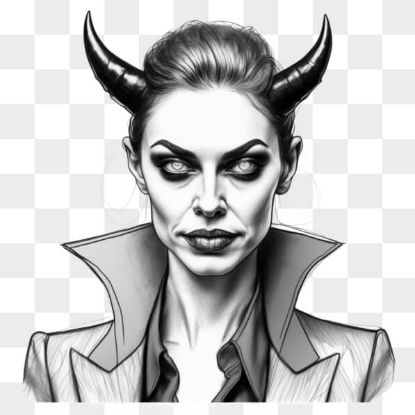 Download Stylized Portrait of a Horned Woman Sketches Online - Creative ...