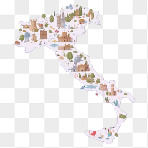 Download Illustrated Map of Italy Featuring Landmarks and Nature ...