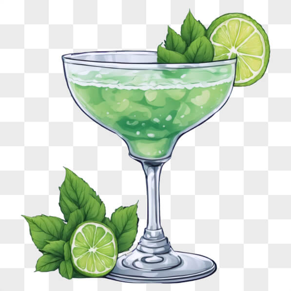 Download Refreshing Green Cocktail with Lime and Mint Cartoons Online ...
