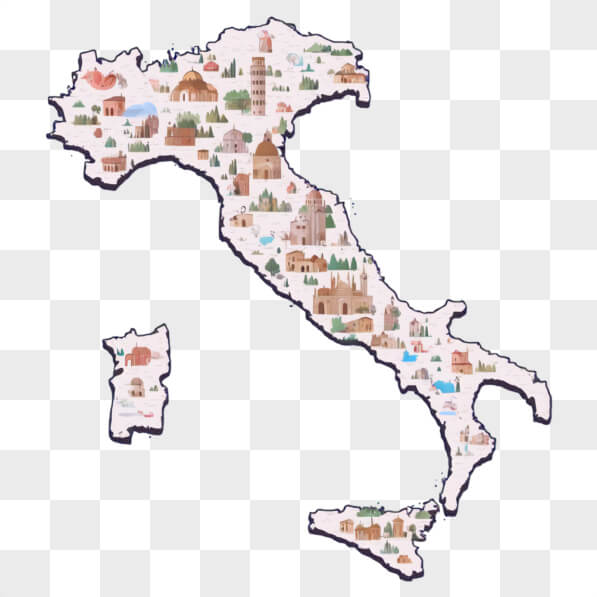Download Illustrated Map of Italy Featuring Landmarks and Nature ...