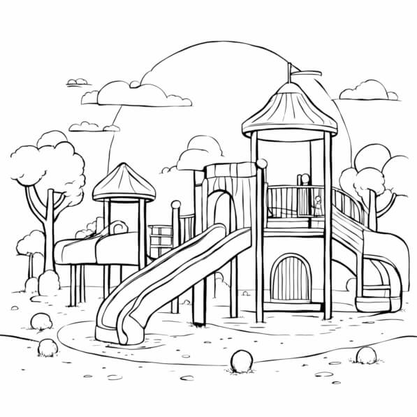 Download Playground Outline Coloring pages Online - Creative Fabrica