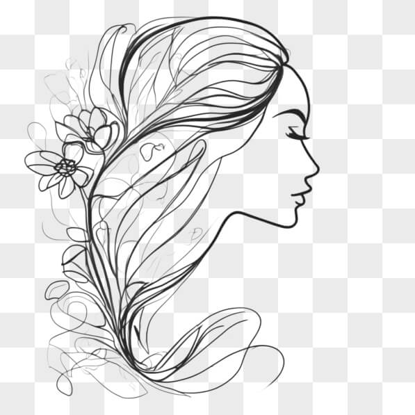 Download Elegant Floral Profile Design Sketches Online - Creative Fabrica
