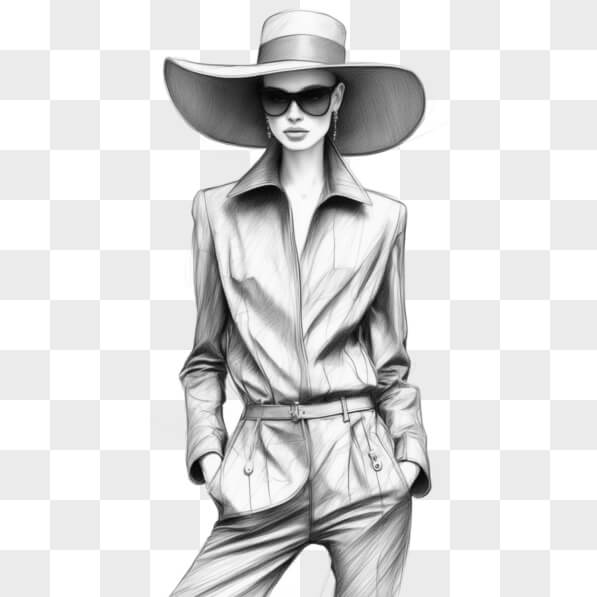 Download Chic Fashion Model with Wide-Brimmed Hat and Sunglasses ...