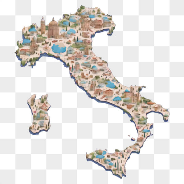 Download Stylized Map of Italy with Iconic Landmarks Cartoons Online ...