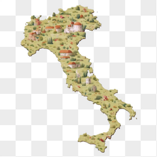 Download Stylized Map of Italy Featuring Iconic Landmarks Cartoons ...