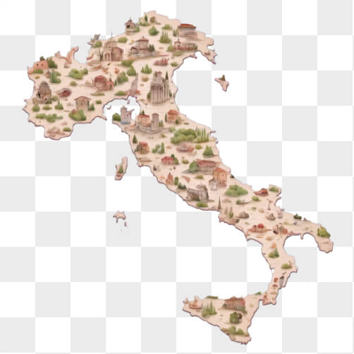 Download Stylized Map of Italy Featuring Iconic Landmarks Cartoons ...