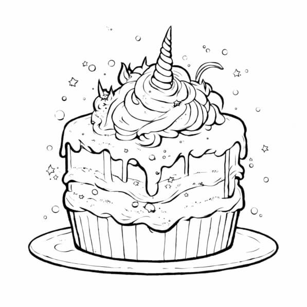 Download Unicorn Cake Illustration Coloring Pages Online Creative Fabrica