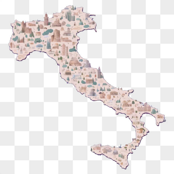 Download Stylized Map of Italy Featuring Iconic Landmarks Cartoons ...