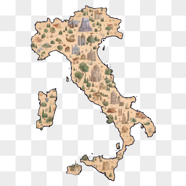 Download Artistic Map of Italy Cartoons Online - Creative Fabrica
