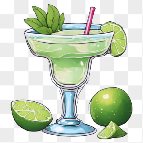 Download Refreshing Margarita Cocktail with Lime Cartoons Online ...