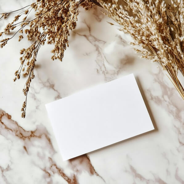 Download Minimalist Flat Lay with Blank Card and Dried Flowers Mockups ...