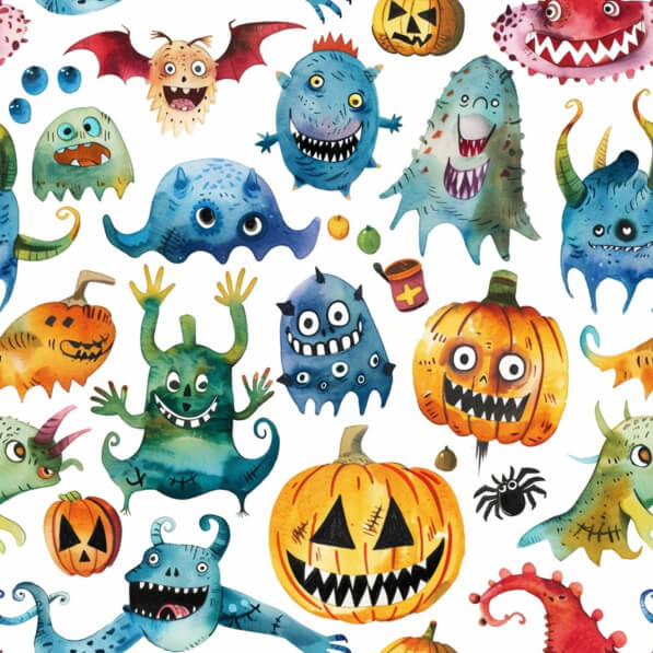 Download Colorful Halloween Monsters and Pumpkins Patterns Online ...