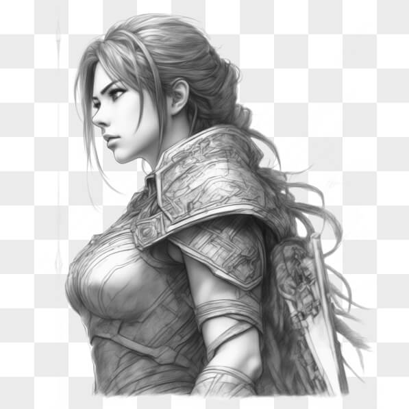 Download Profile of a Female Warrior in Armor Sketches Online ...