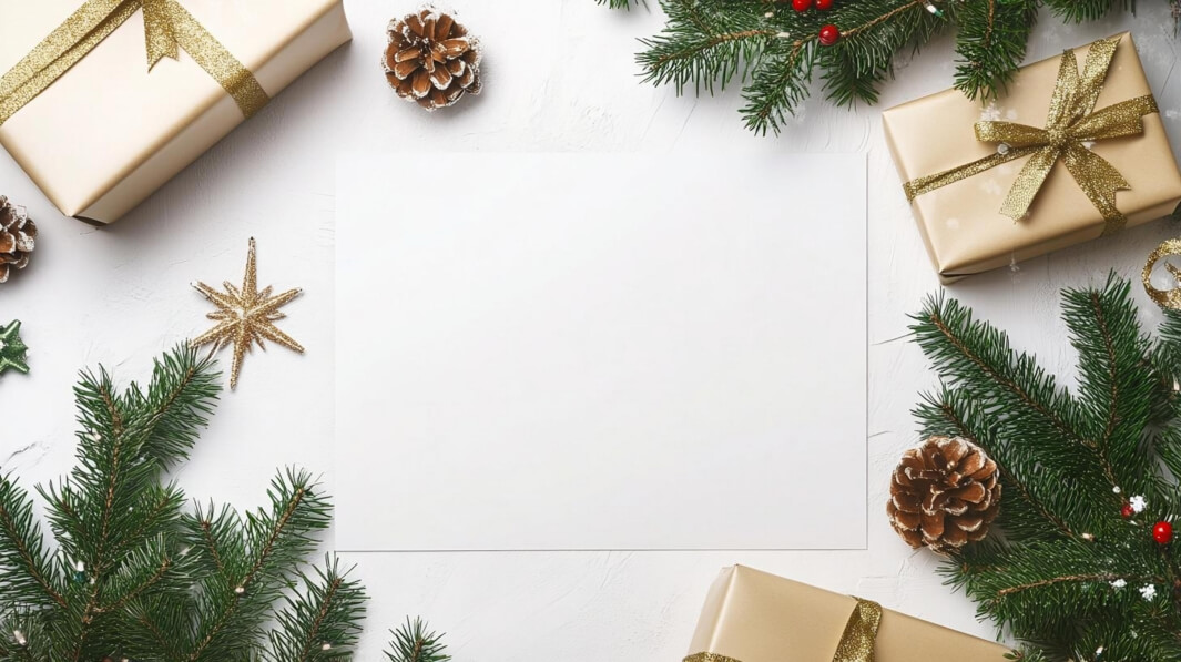 Download Festive Christmas Scene with Gifts and Decorations Mockups ...
