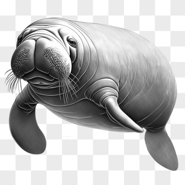 Descarga Ilustración de un manatí nadando Bocetos En Línea - Creative ...