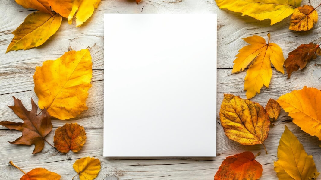 Download Autumn Leaves Surrounding Blank Paper Mockups Online ...