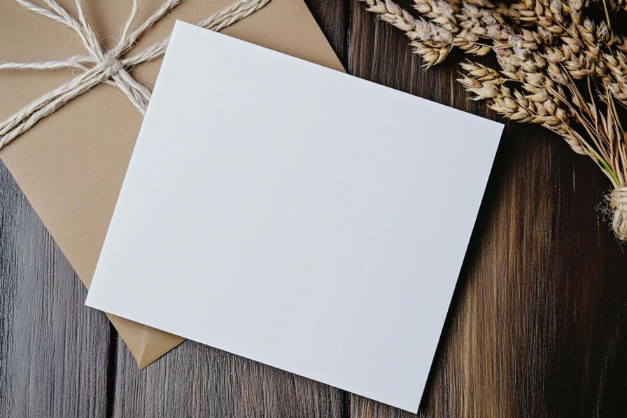 Download White Paper and Brown Envelope with Dried Wheat Mockups Online ...