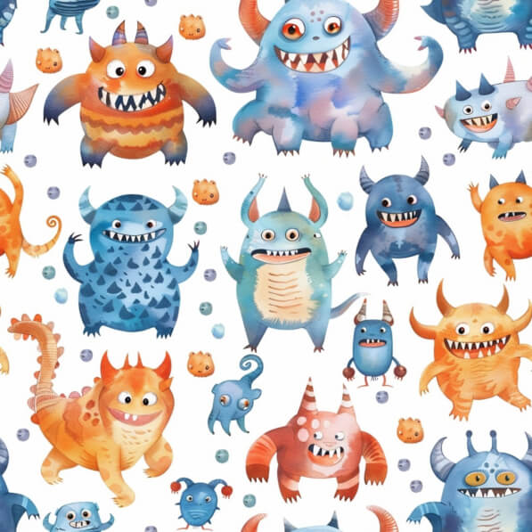 Download Playful Cartoon Monsters Pattern Patterns Online - Creative ...