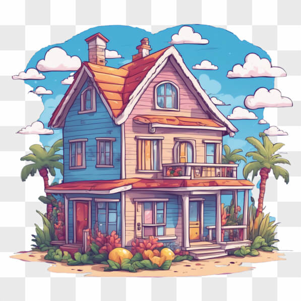 Download Charming Tropical House with Blue Sky Cartoons Online ...
