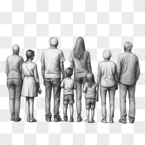Download Family Gathering in Pencil Sketch Sketches Online - Creative ...