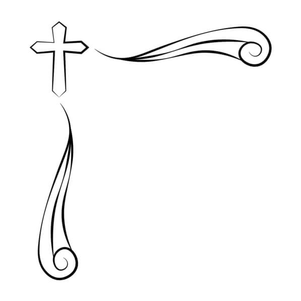 Download Stylized Cross with Ornamental Swirls Borders & Corners Online ...