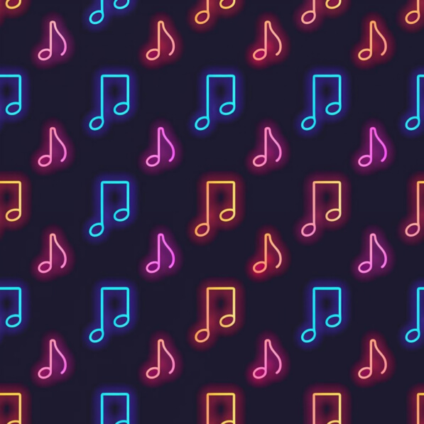 Download Neon Music Notes Pattern Patterns Online - Creative Fabrica